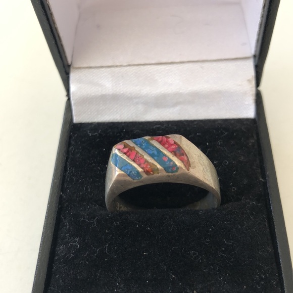 Jewelry | Vintage Sterling Silver Mexico Inlaid Blue Red Ring 912 ...